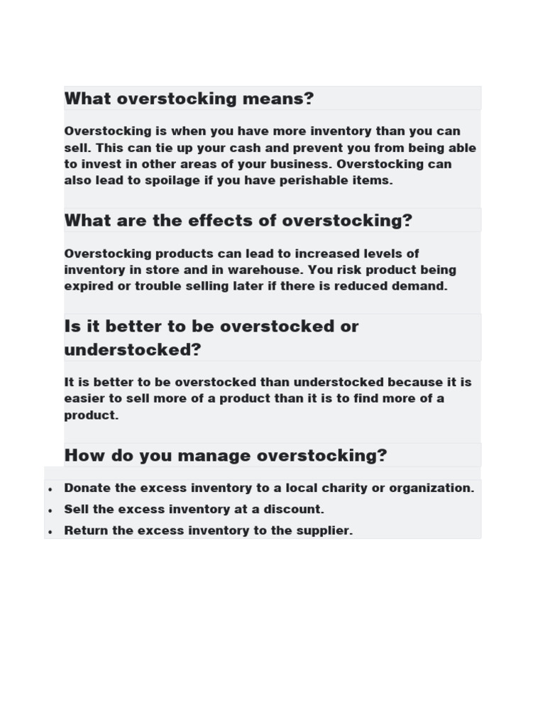 What Overstocking Means | PDF