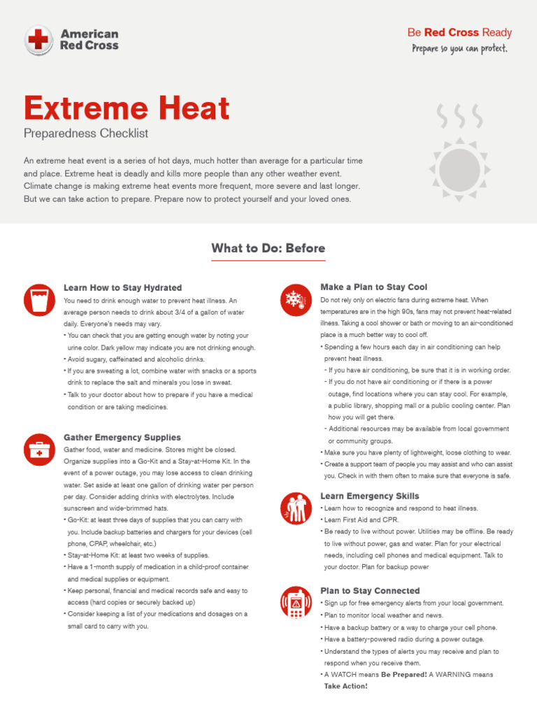 En Extreme Heat Safety Checklist Pdf Heat Wave Hyperthermia