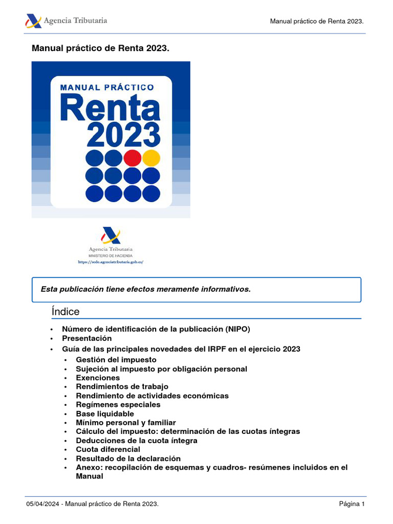 Manual Práctico de Renta 2023. | PDF | Impuestos | Derecho laboral