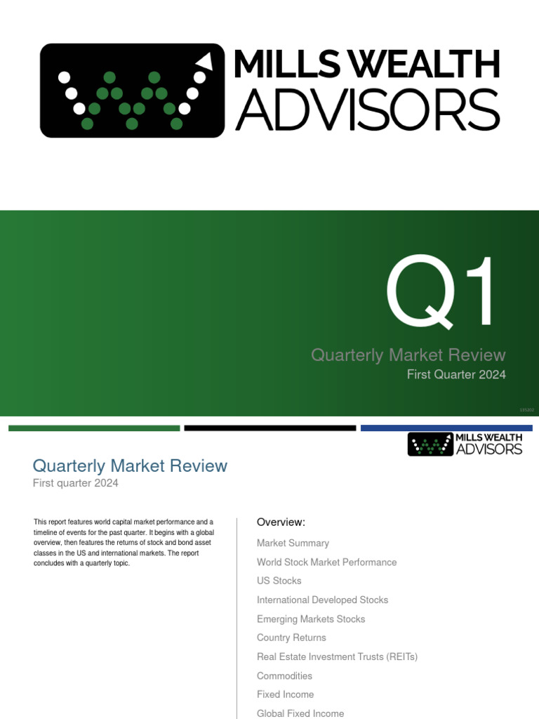 Mills Wealth Quarterly Market Review Q1 2024 | PDF | Stock Market Index | Msci