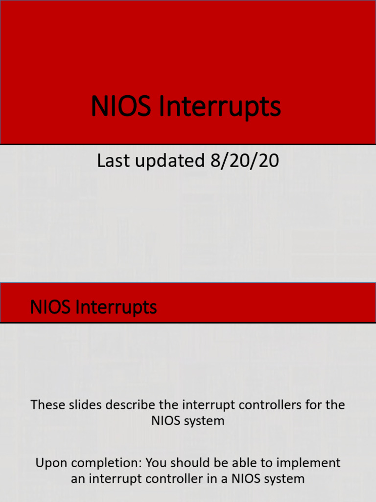 Nios Interrupts Pdf Pointer Computer Programming Operating
