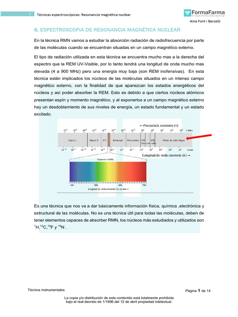 Tecnicas Bloque-2 Tema-6 Teoria RMN | PDF | Resonancia magnética nuclear | Núcleo atómico
