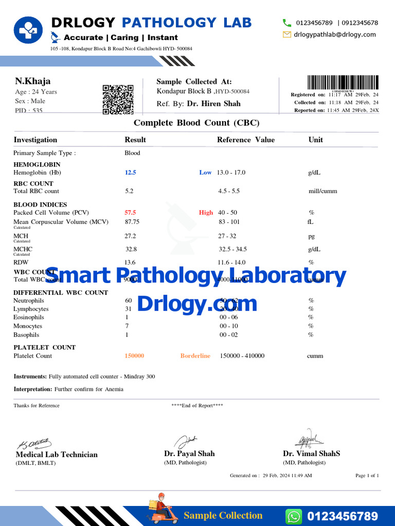 CBC Test Report Drlogy Lab Report | PDF | White Blood Cell | Medical Tests