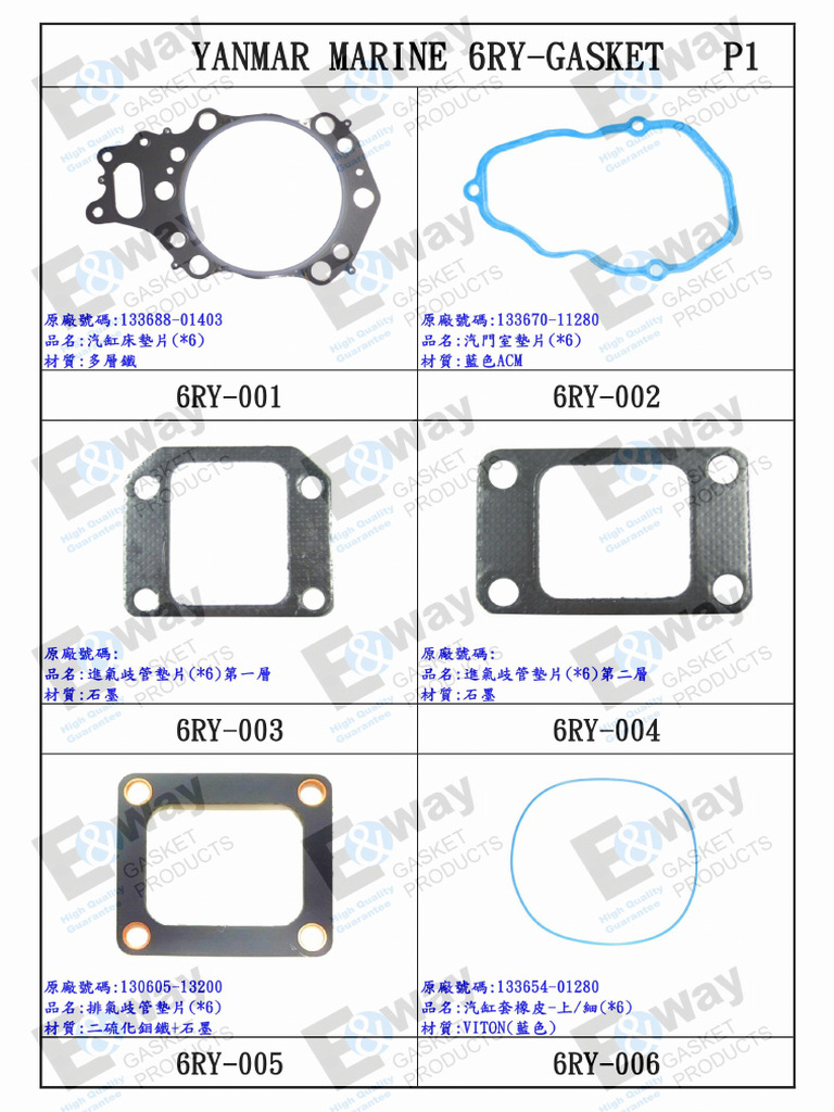 YANMAR 6RY墊片目錄 | PDF