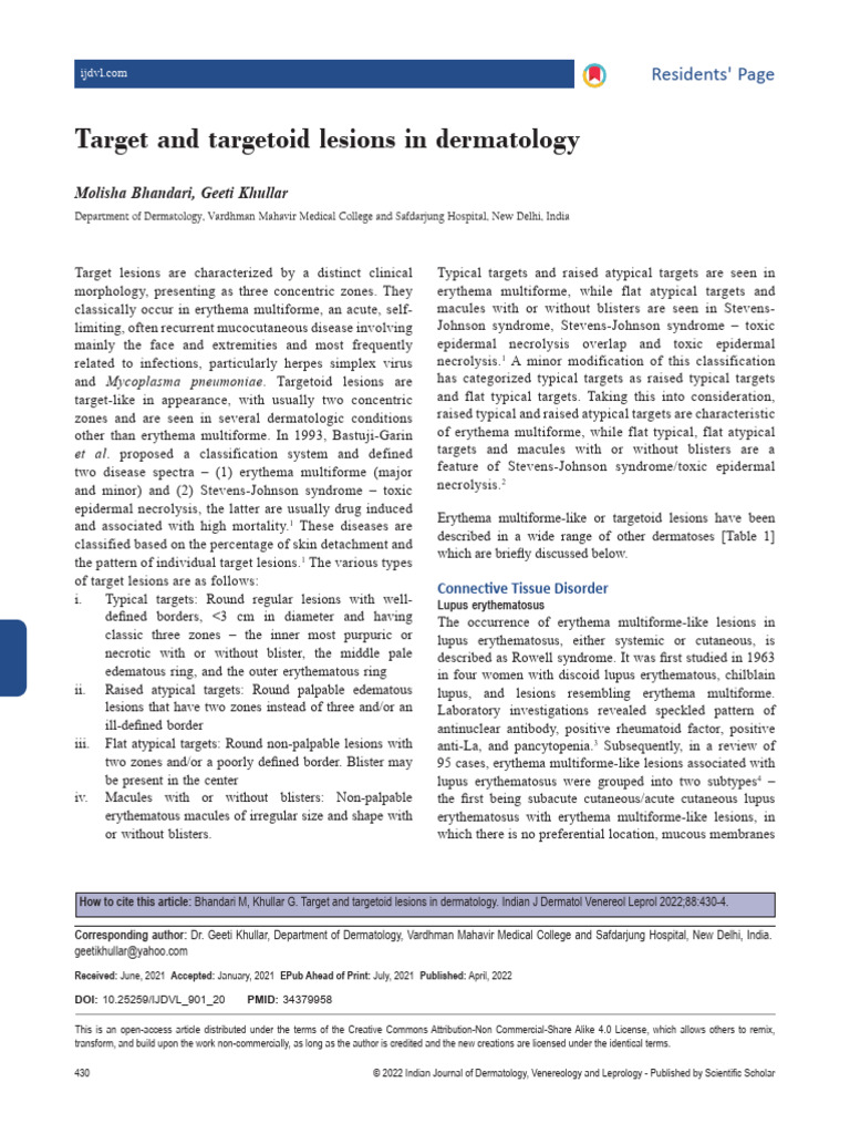 Target and Targetoid Lesions in Dermatology. | PDF | Diseases And ...