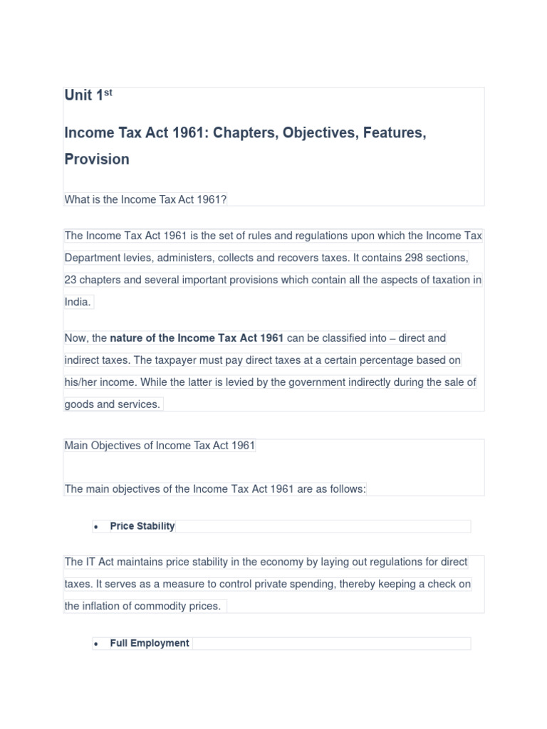 Taxation Unit 1st,, Material Related To Taxation Law | PDF | Taxes ...