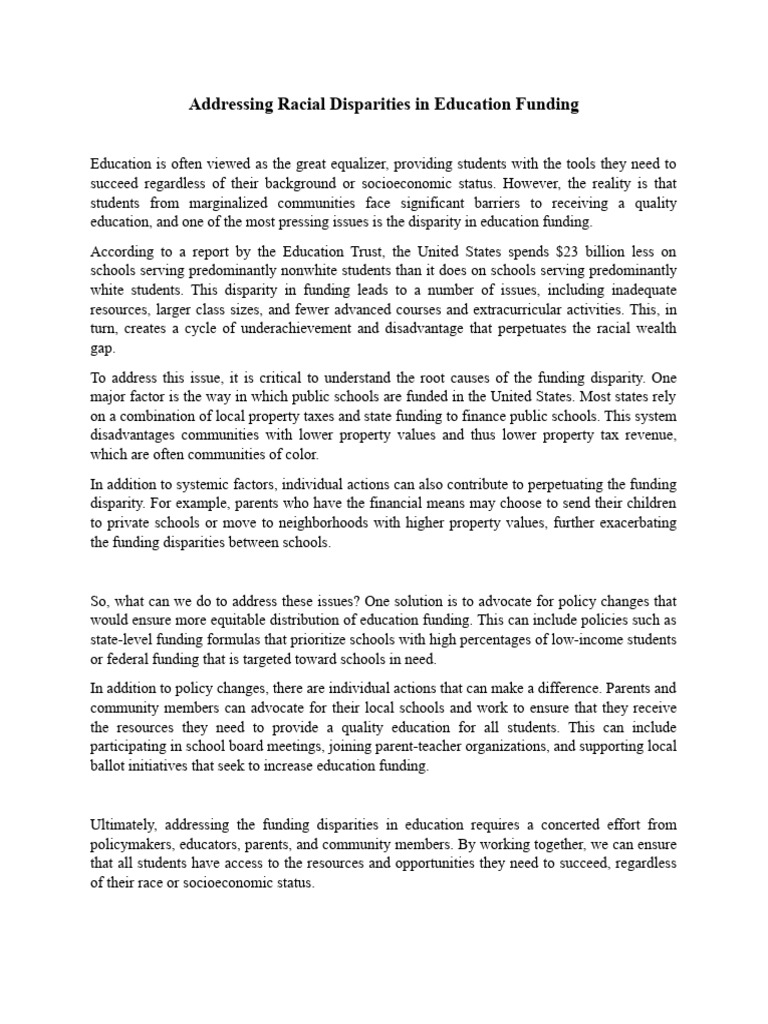 Addressing Racial Disparities in Education Funding | PDF ...