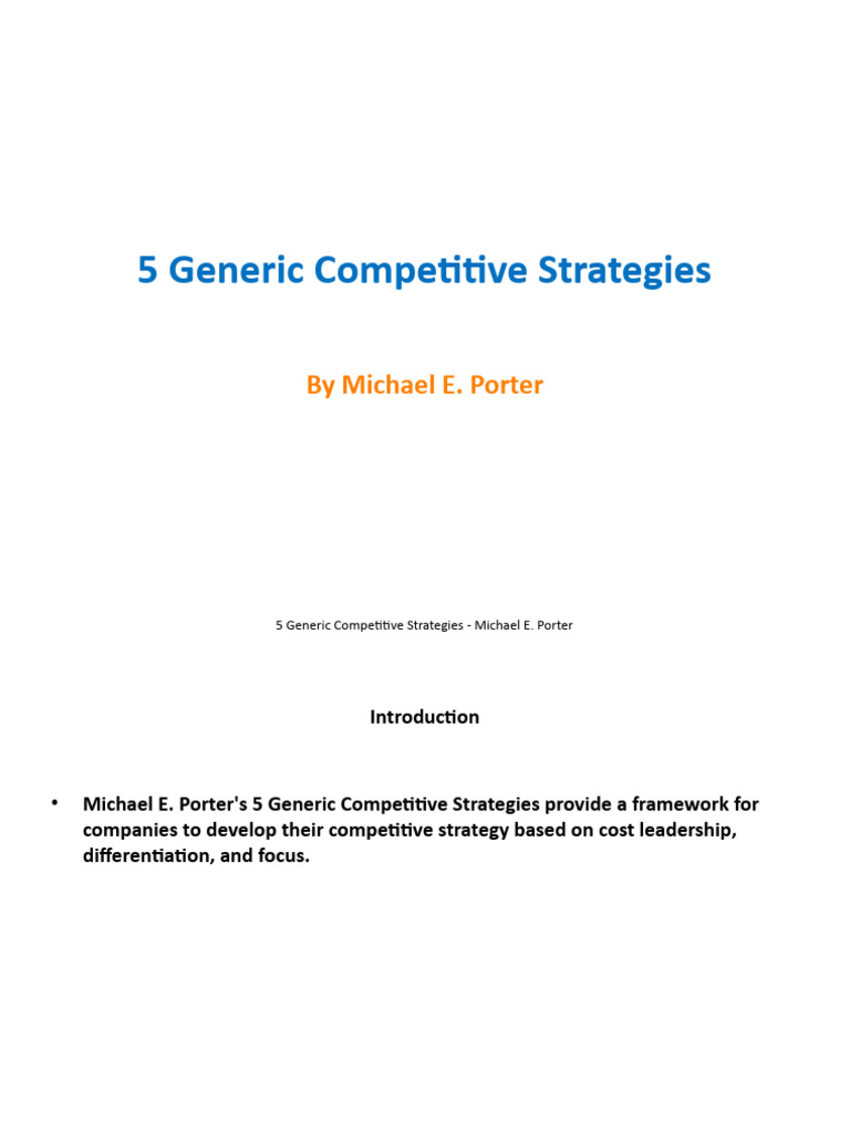 Enhanced 5 Generic Competitive Strategies Presentation | PDF