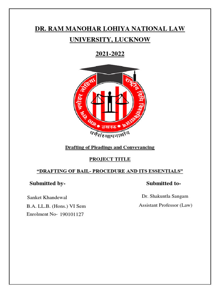 DPC - VIth - Sem - 190101127 - Sanket Khandelwal | PDF | Bail | Criminal Procedure In South Africa
