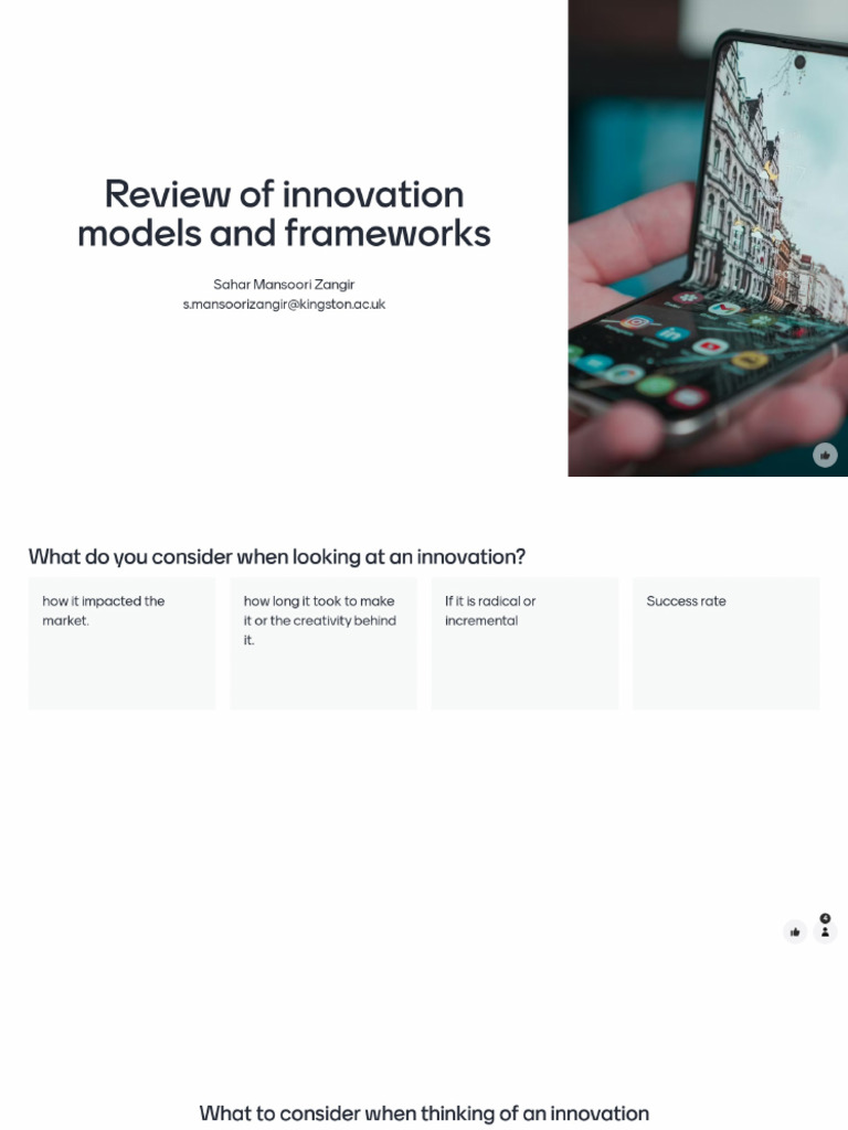 Session 23 - Review of Innovation Frameworks and Models | PDF