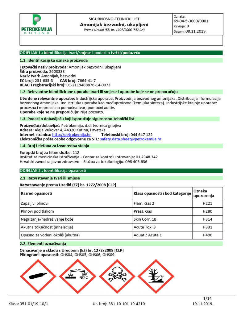 Amonijak Bezvodni | PDF