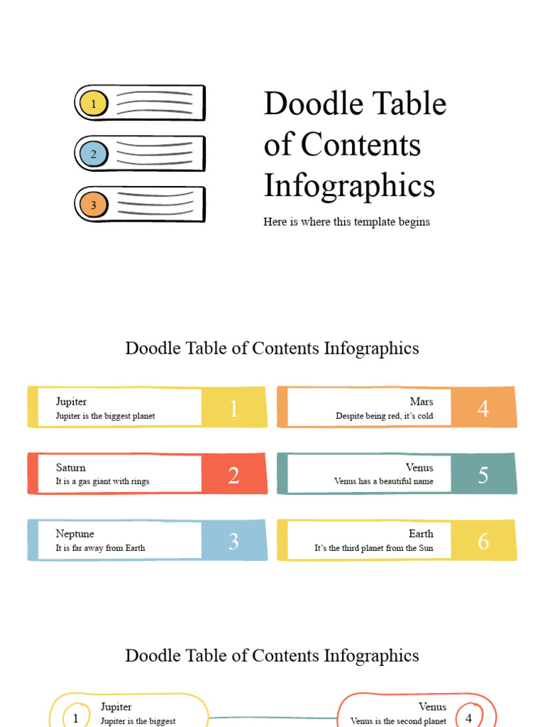 Doodle Table of Contents Infographics by Slidesgo | PDF | Planets | Solar System