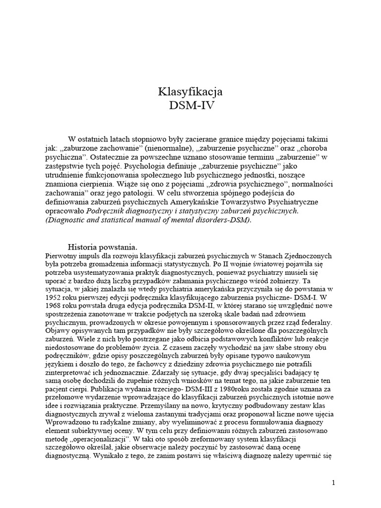 Klasyfikacja DSM IV | PDF