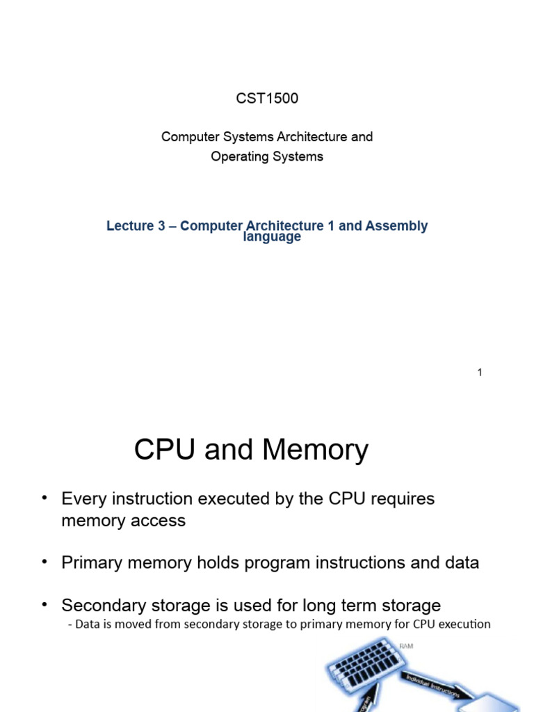 Lecture03-Computer Architecture 1 and Assembly Language | PDF | Computer Data Storage | Central ...