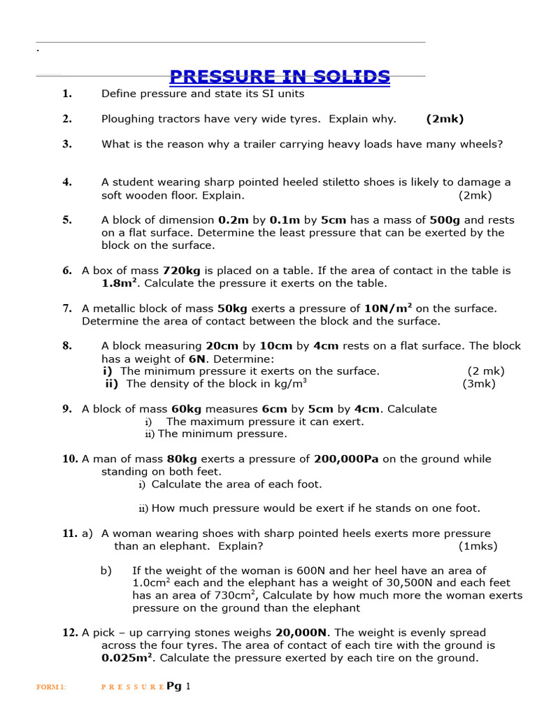 1 2 Pressure | Download Free PDF | Pressure | Pressure Measurement