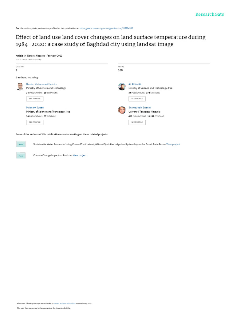 Effect of Land Use Land Cover Changes On Land Surface Temperature ...