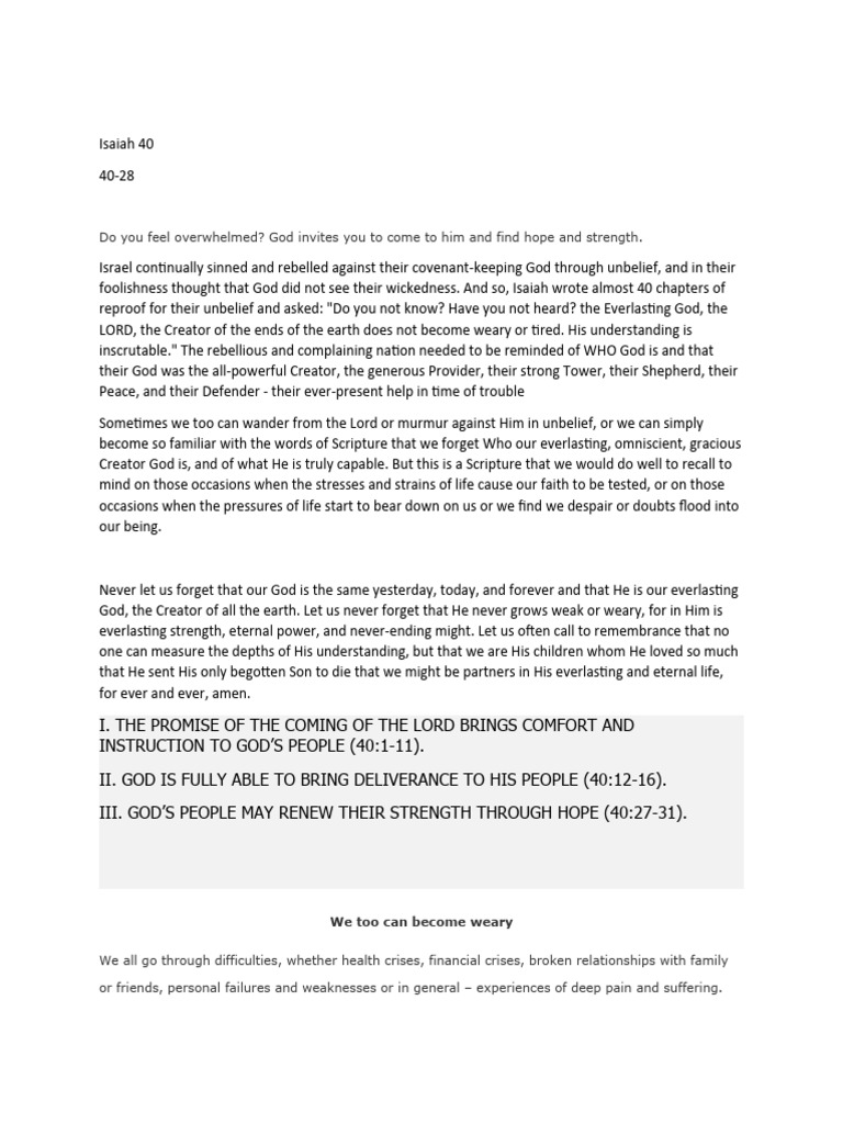 Isaiah 40 | PDF | God | Faith