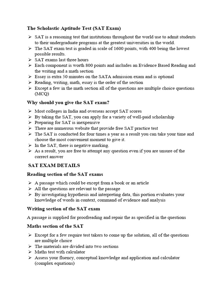 The Scholastic Aptitude Test | PDF | Sat | Multiple Choice