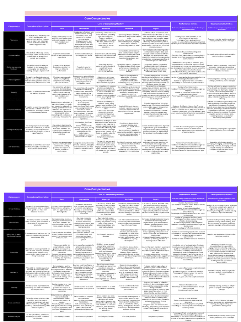 ? Core Competencies | PDF | Mentorship | Goal