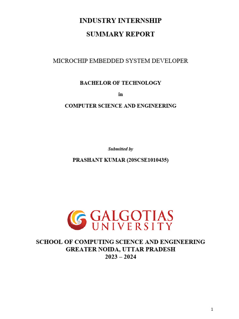 Revised - Internship Summary Report Template - Version1 | PDF | Microcontroller | Embedded System
