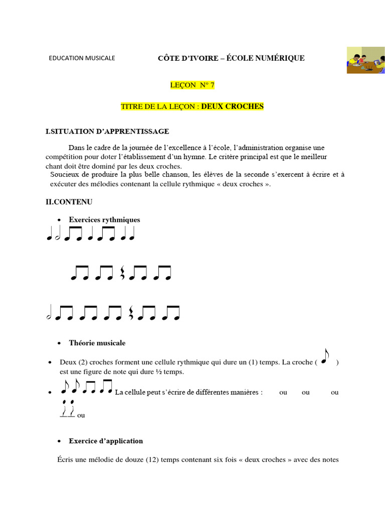 Apprentissage des Deux Croches en Musique | PDF | Compositions ...
