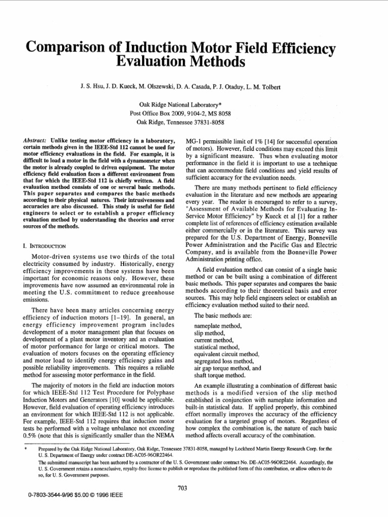 Comparison of Induction Motor Field Efficiency Evaluation Method | PDF | Electric Motor | Metrology