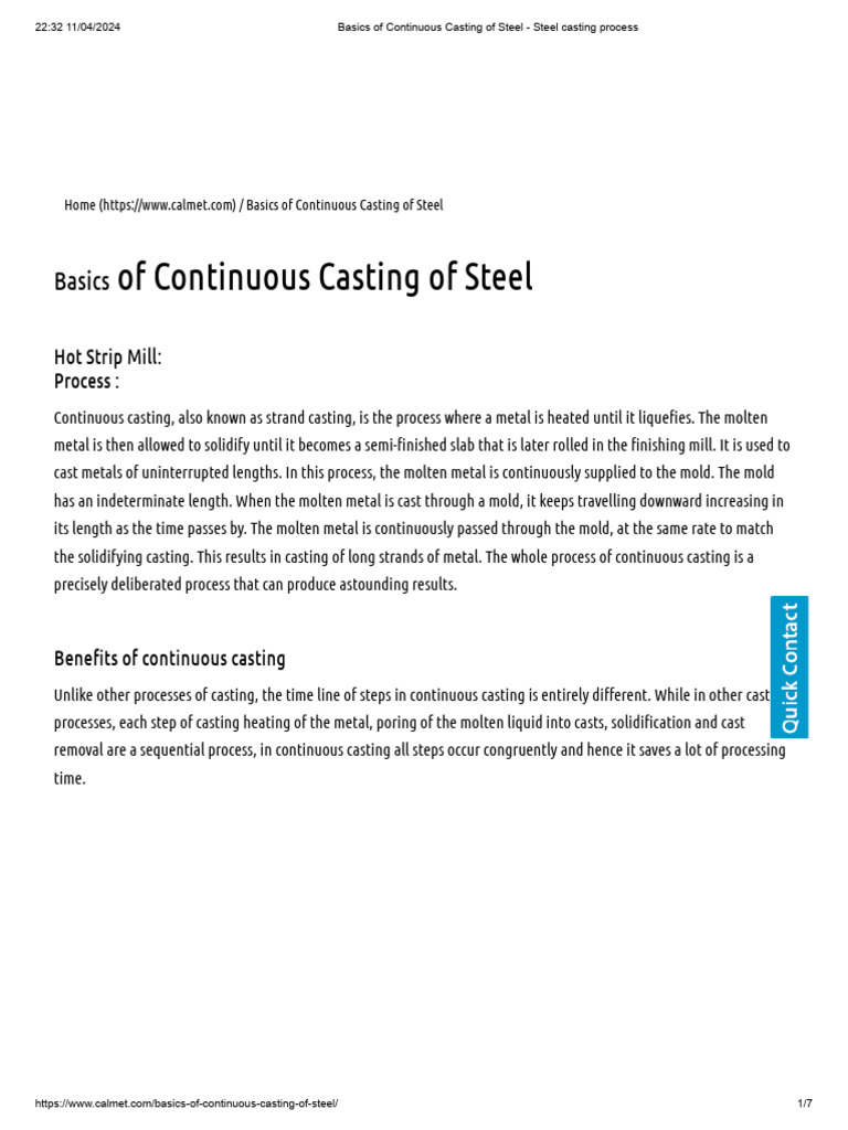 Basics of Continuous Casting of Steel - Steel casting process | PDF ... Basics of Continuous Casting of Steel - Steel casting process | PDF ...