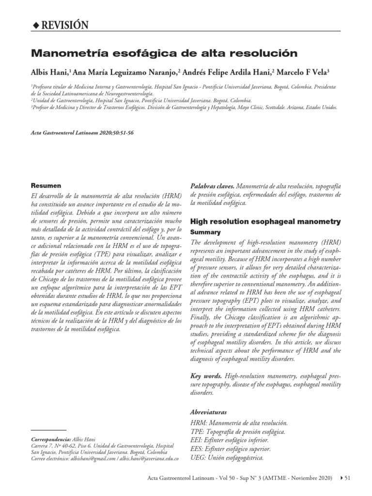 Manometría | PDF | La enfermedad por reflujo gastroesofágico | Esófago