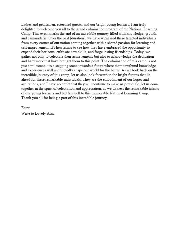 Welcome Remarks-National Learning Camp Culmination Program | PDF ...