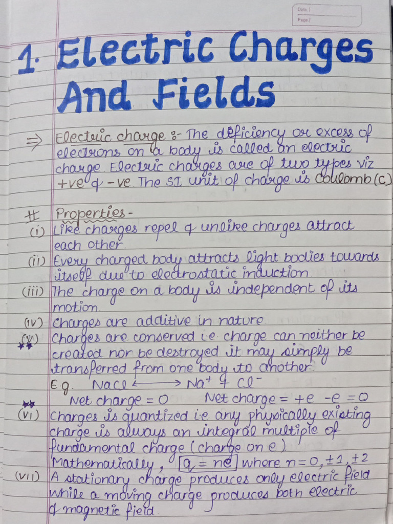 Electric Charges and Fields Explained | PDF | Metrology | Physics