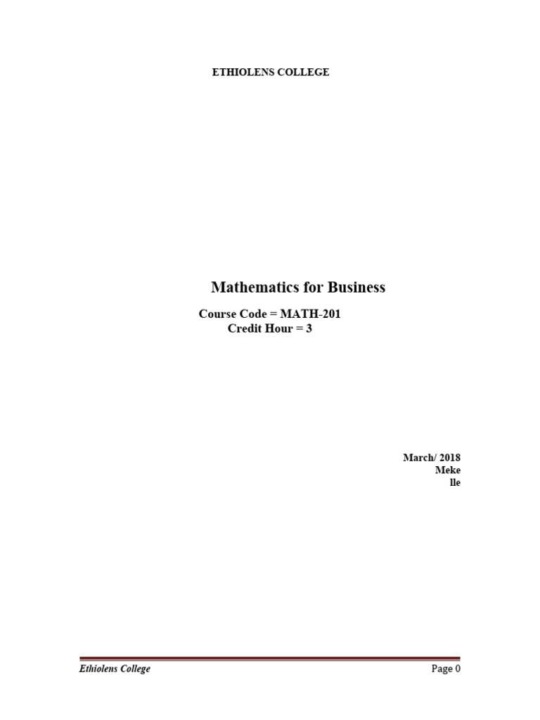 Business Mathematics Course Overview | PDF | Equations | Ratio