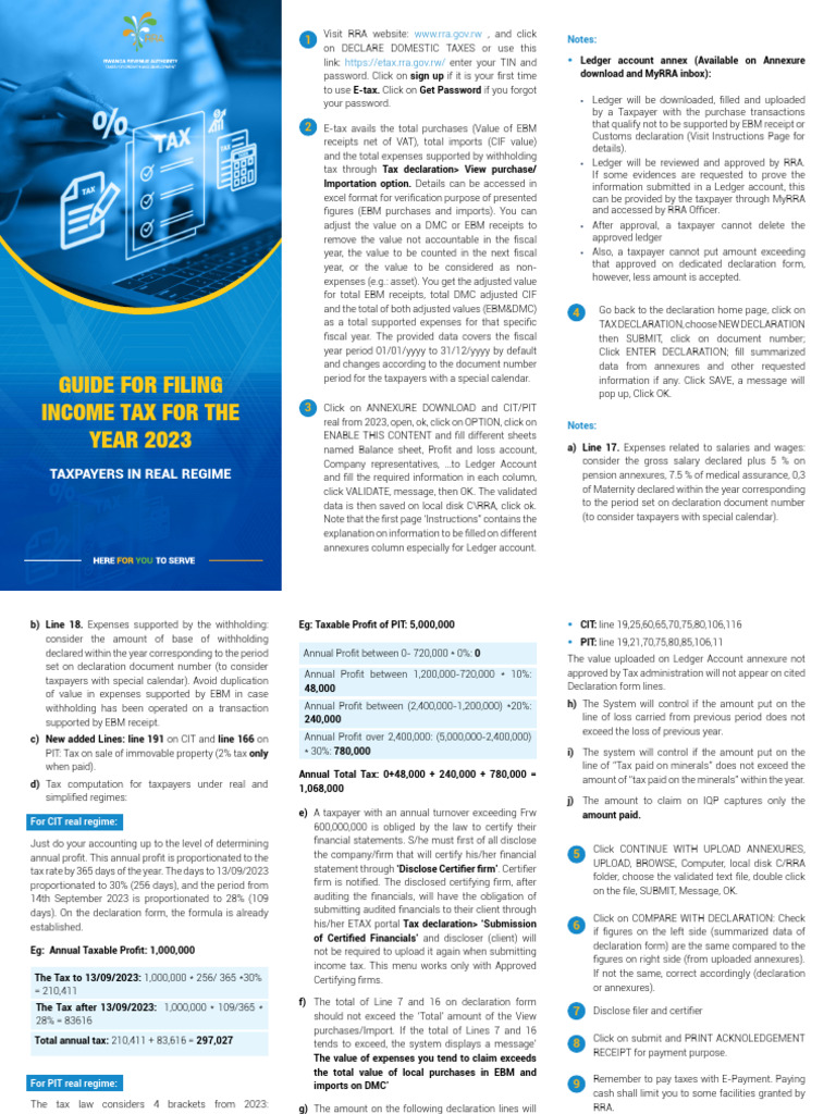 2023 Income Tax Filing Guide for Rwanda | PDF | Taxes | Receipt