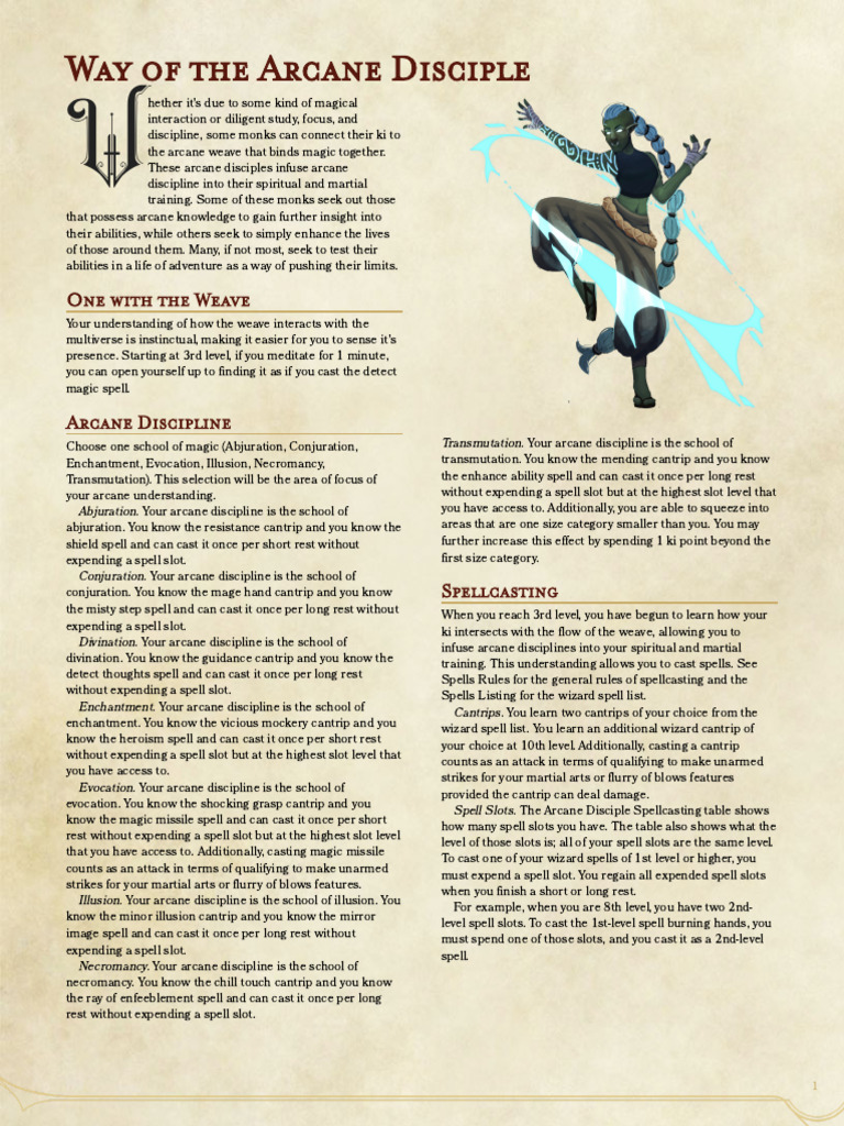 Arcane Monk Subclass | Download Free PDF | D20 System | Fantasy Role ...
