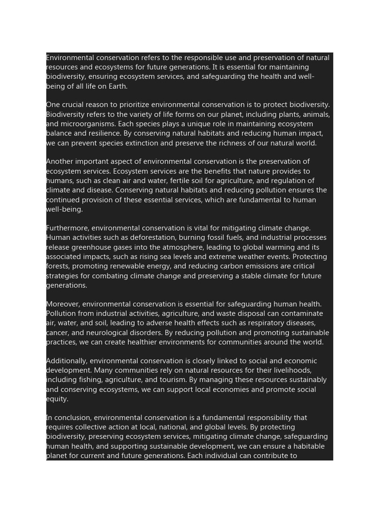 The Importance of Environmental Conservation | PDF | Conservation ...