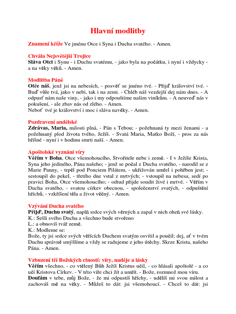 Hlavní Modlitby | PDF