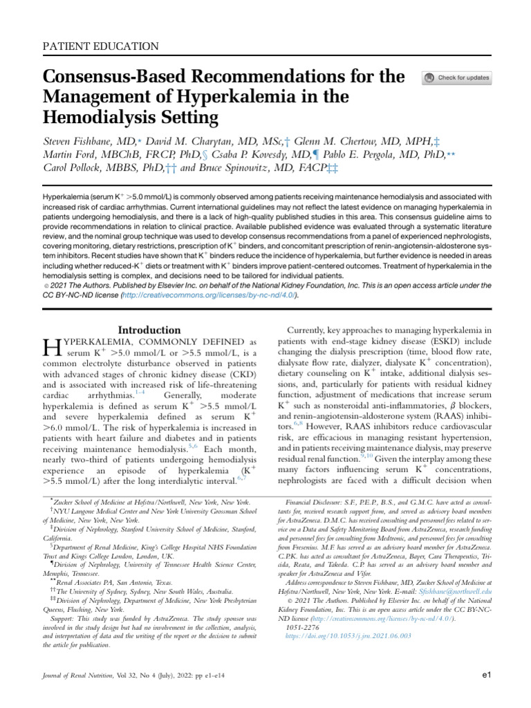 Consensus-Based-Recommendations-for-the-Management | PDF | Chronic Kidney Disease | Hemodialysis