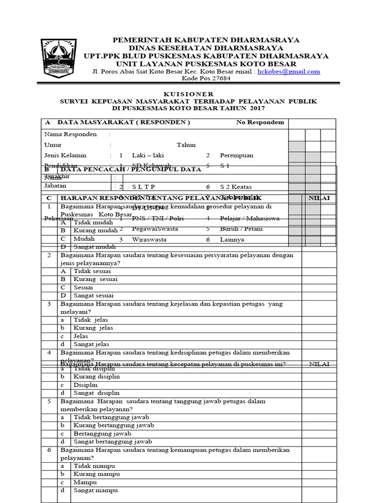 Kuesioner Tingkat Kepuasan | PDF | Karier & Perkembangan