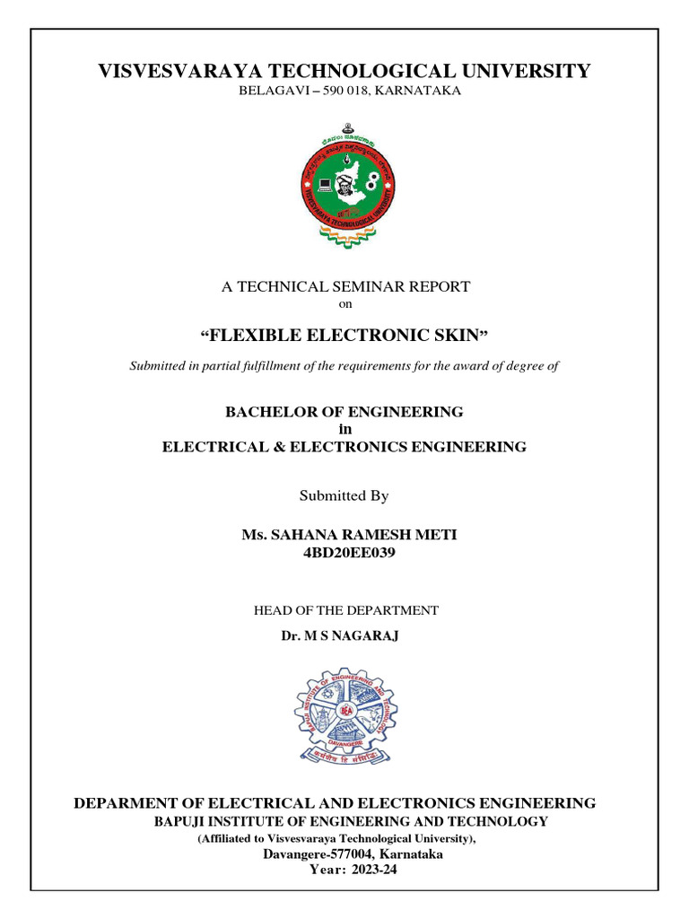 Sahana Ramesh's Seminar on E-Skin | PDF | Wearable Technology ...