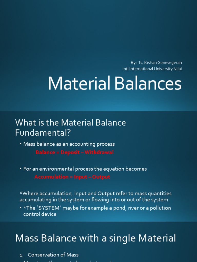 Material Balances | PDF | Discharge (Hydrology) | Ammonia