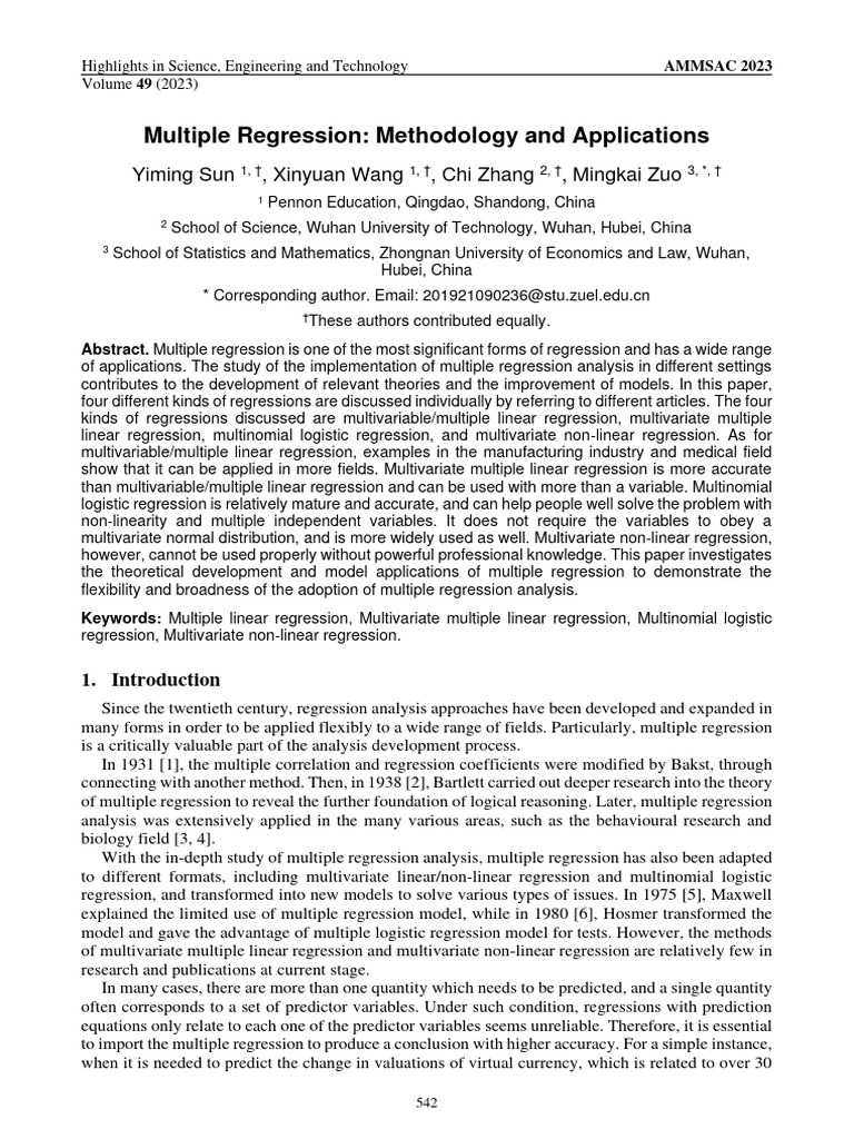 Multiple Regression Methodology and Applications | PDF | Linear Regression | Ordinary Least Squares