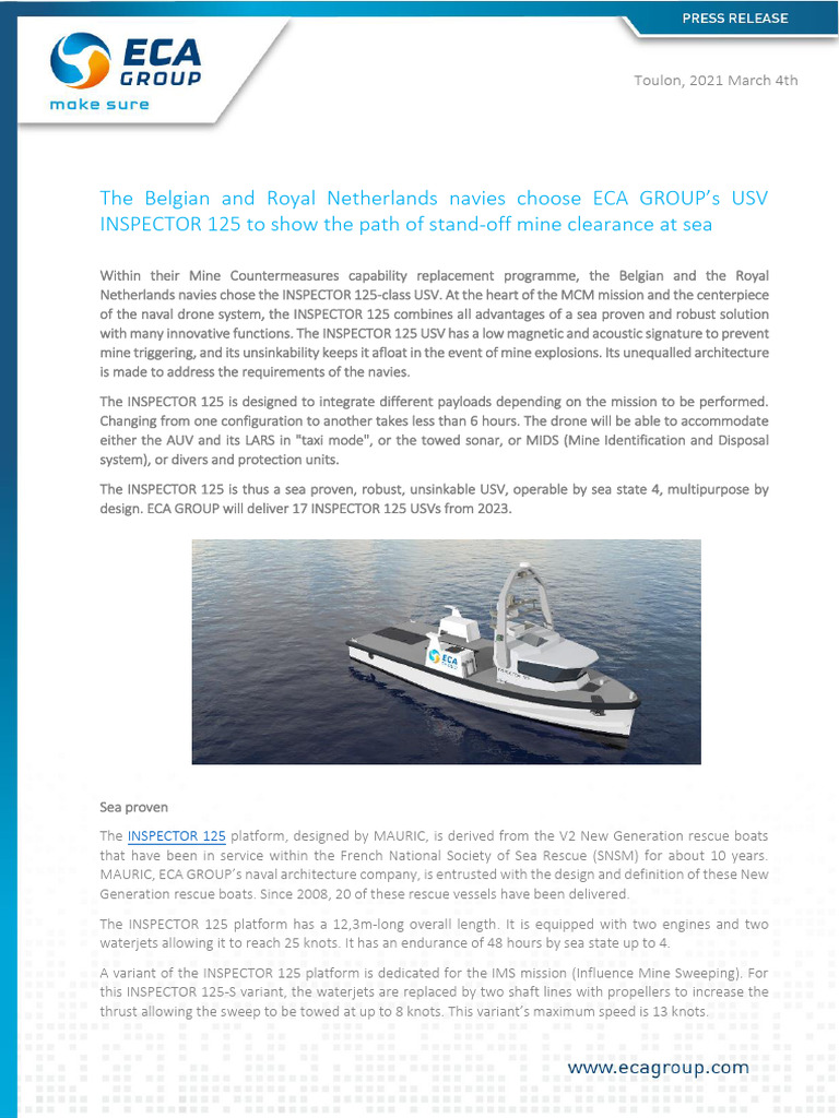 6863 The Belgian and Royal Netherlands Navies Choose Eca Groups Usv ...
