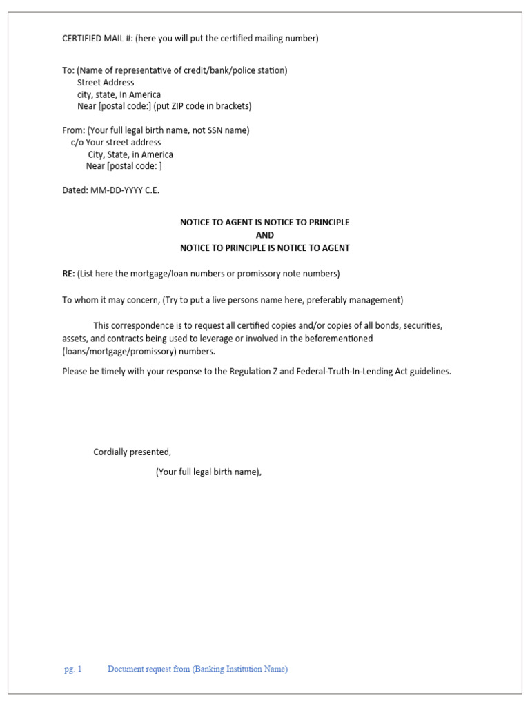 Document Request With Banking Institution | PDF