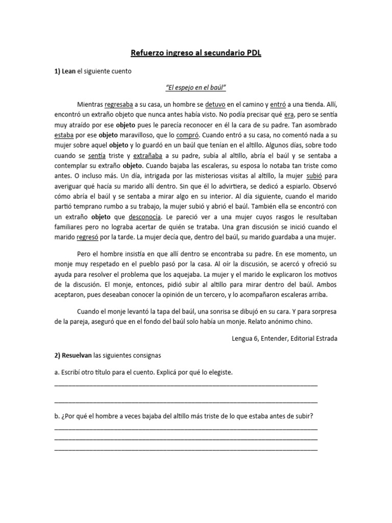 Trabajo Práctico Refuerzo para Secundaria | PDF | Verbo | Refrigerador
