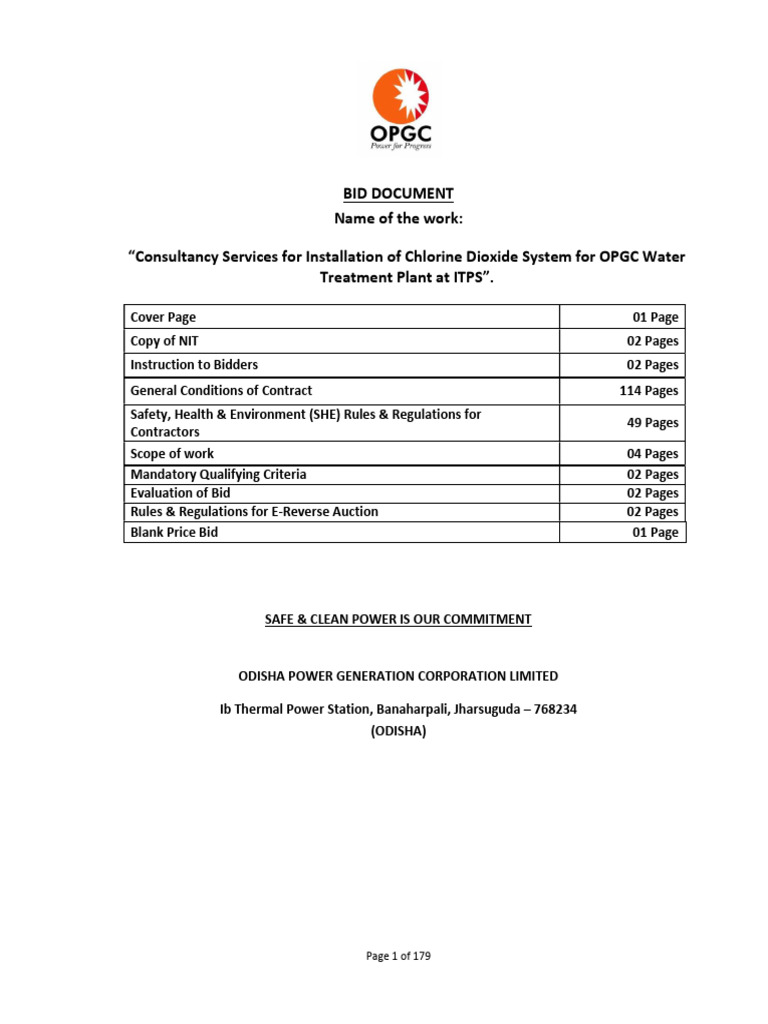 Bid Document Name of The Work: "Consultancy Services For Installation ...
