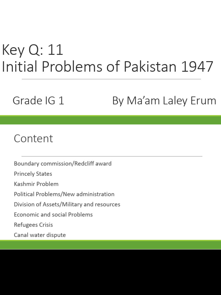Initial Problems of Pakistan 1947 | PDF | Pakistan | Kashmir