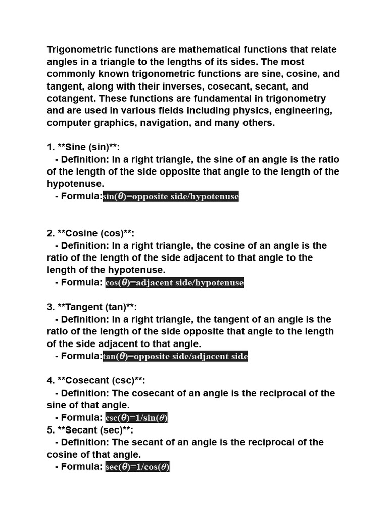 Trigonometry Basics for Learners | PDF