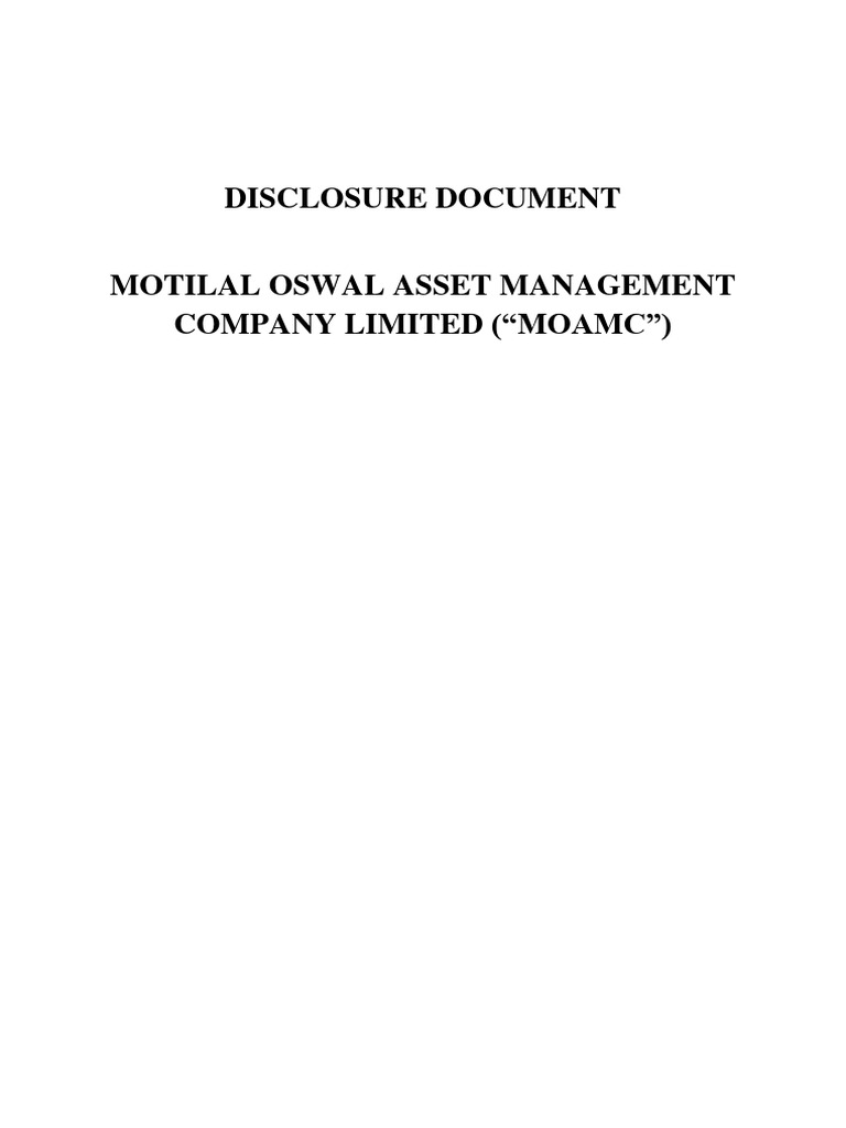 Motilal Oswal PMS Disclosure Document | PDF | Financial Risk ...