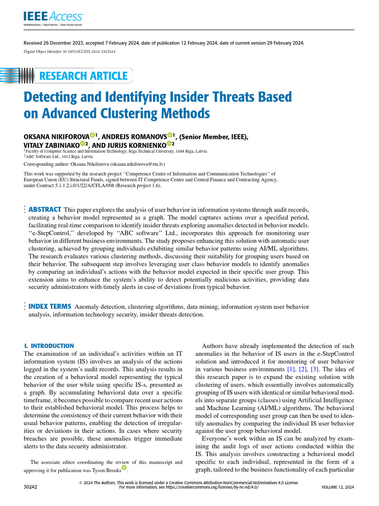 Detecting and Identifying Insider Threats Based On Advanced Clustering Methods | PDF | Cluster ...
