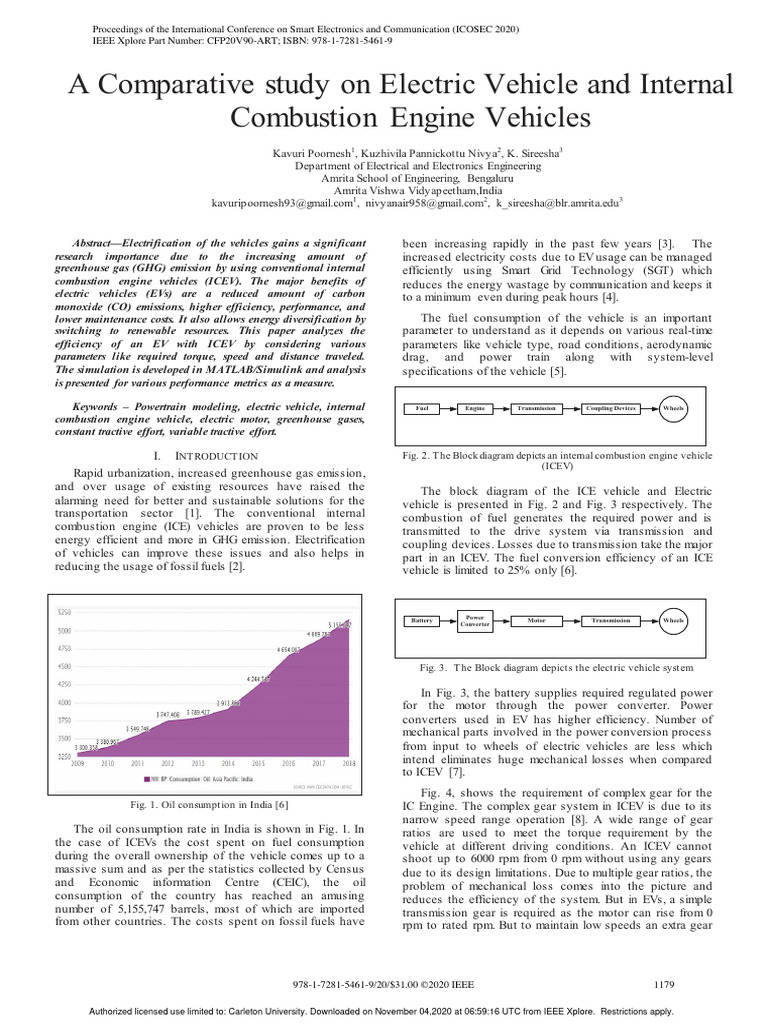 EV vs ICEV: Efficiency & Performance Comparison | PDF | Electric Vehicle | Internal Combustion ...
