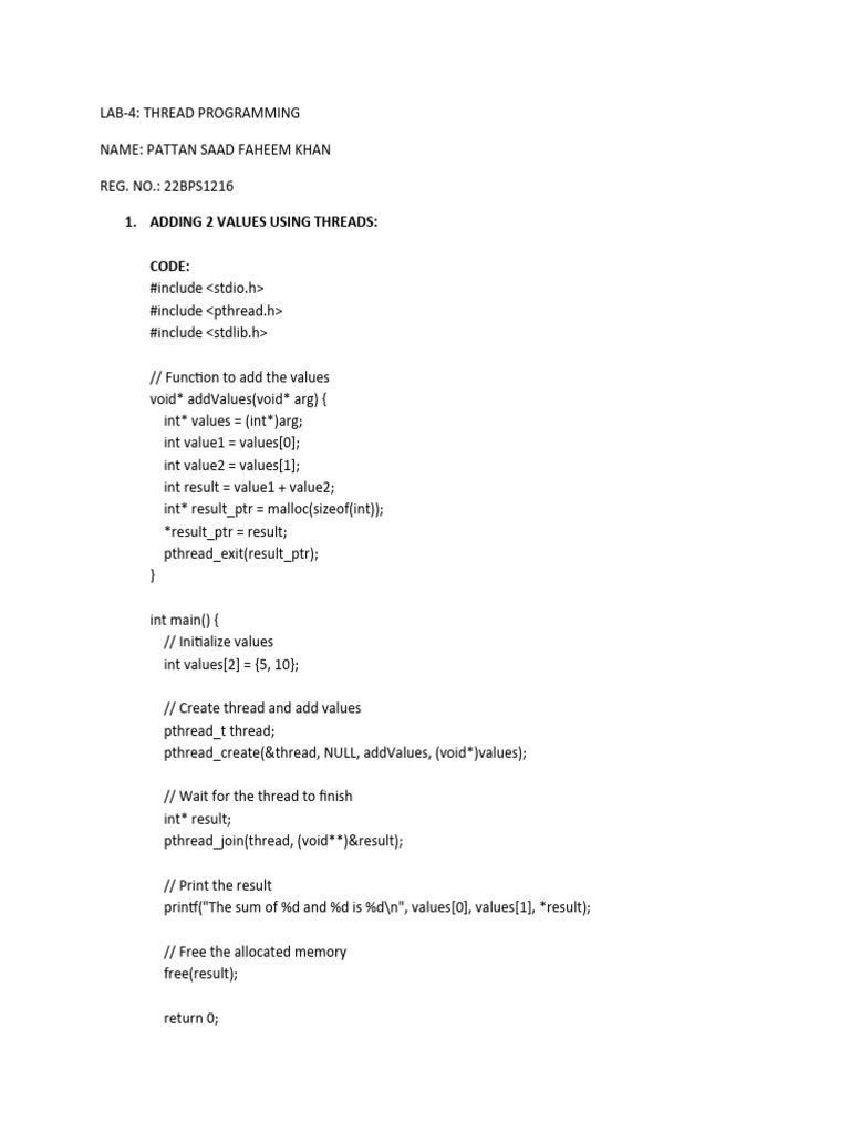 Lab4 22bps1216 | Download Free PDF | Concurrent Computing | Computer Engineering